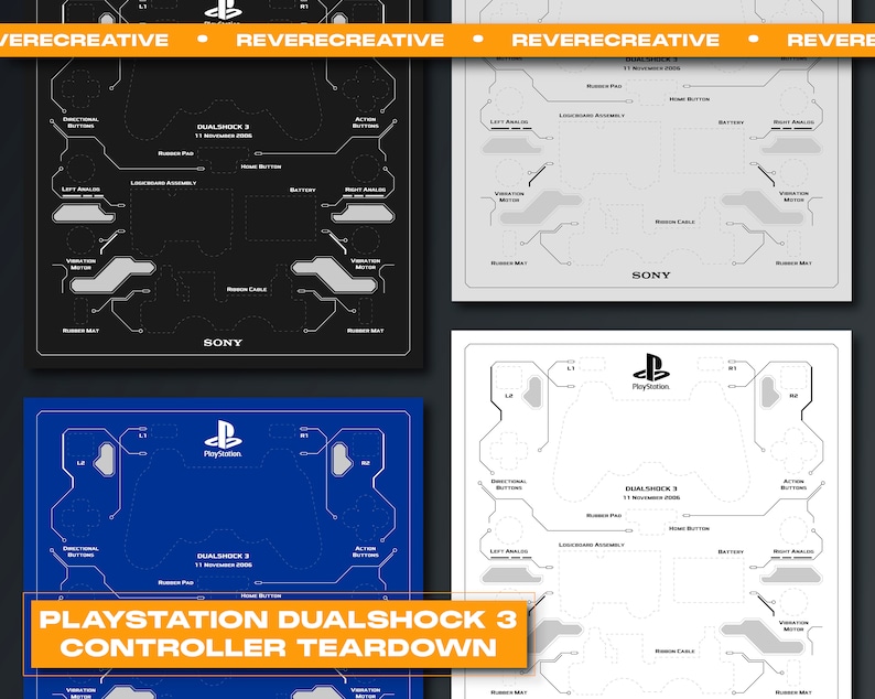 Playstation Dualshock 3 Controller Teardown Downloadable Template - Etsy