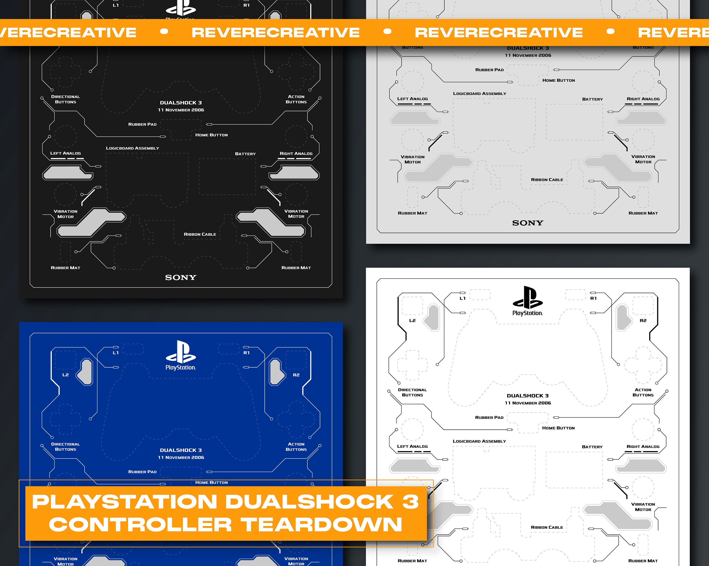 Playstation Dualshock 3 Controller Teardown Downloadable Template - Etsy