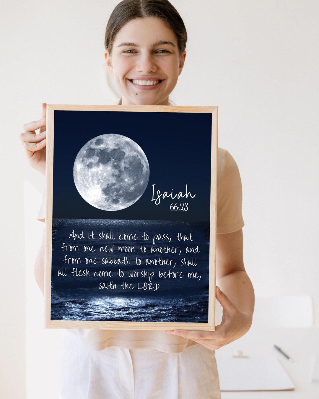 Full Moon Isaiah 66:23 Bible Verse Wall Art Décor Classic Semi-glossy ...