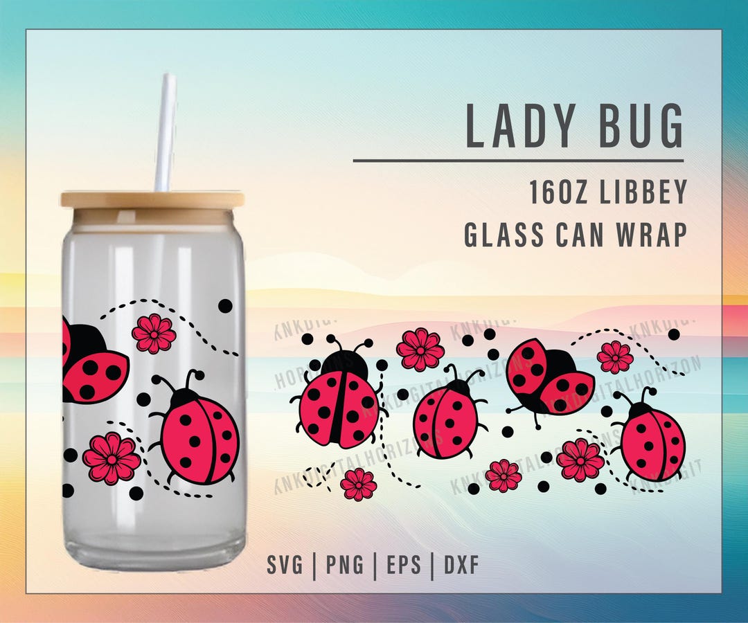 Flying Lady Bugs Wrap – 16oz PNG Wrap File for Mugs or Tumblers ...
