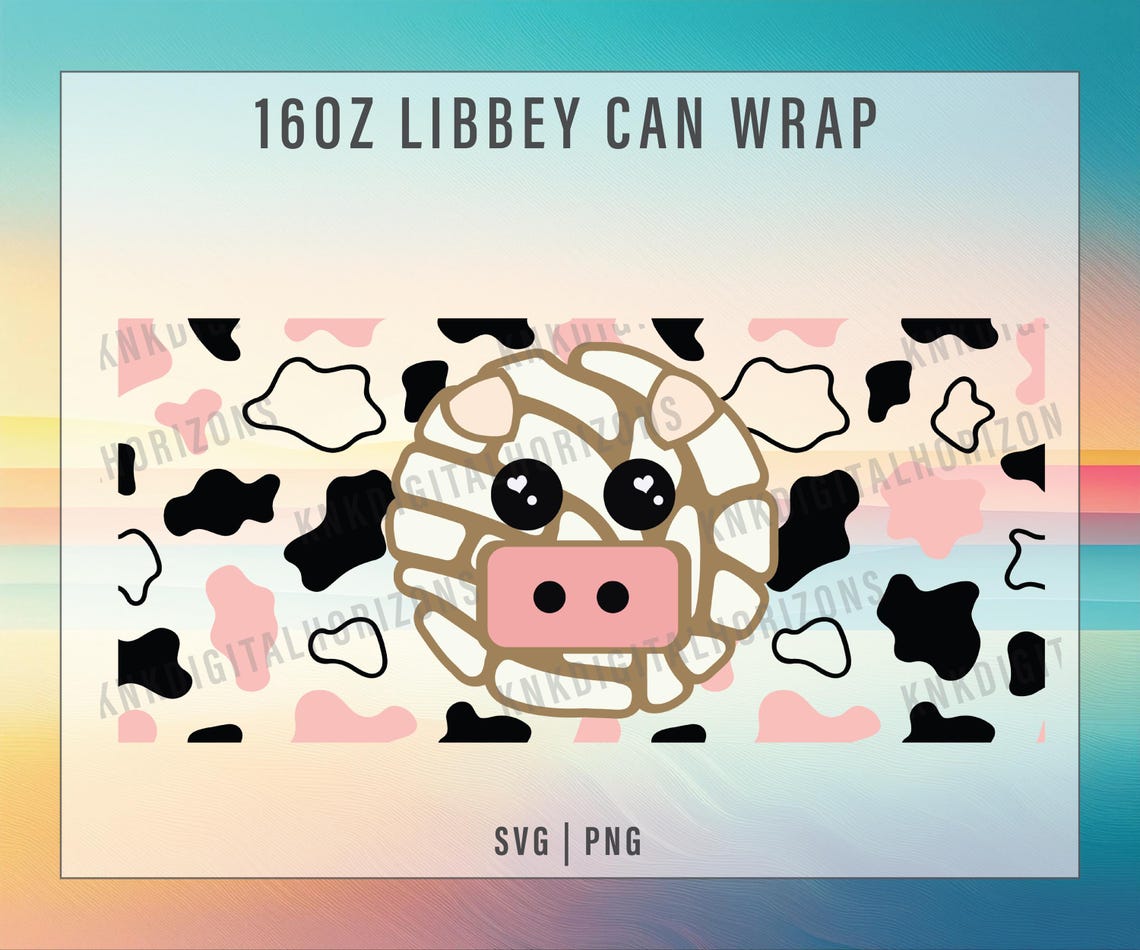 Cow Print Concha 16oz Can Wrap: Blush Cow PNG (digital Download) - Etsy