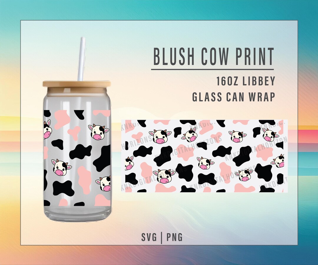 Blush Cow Print 16oz Tumbler Wrap Design (PNG Digital Download) - Etsy