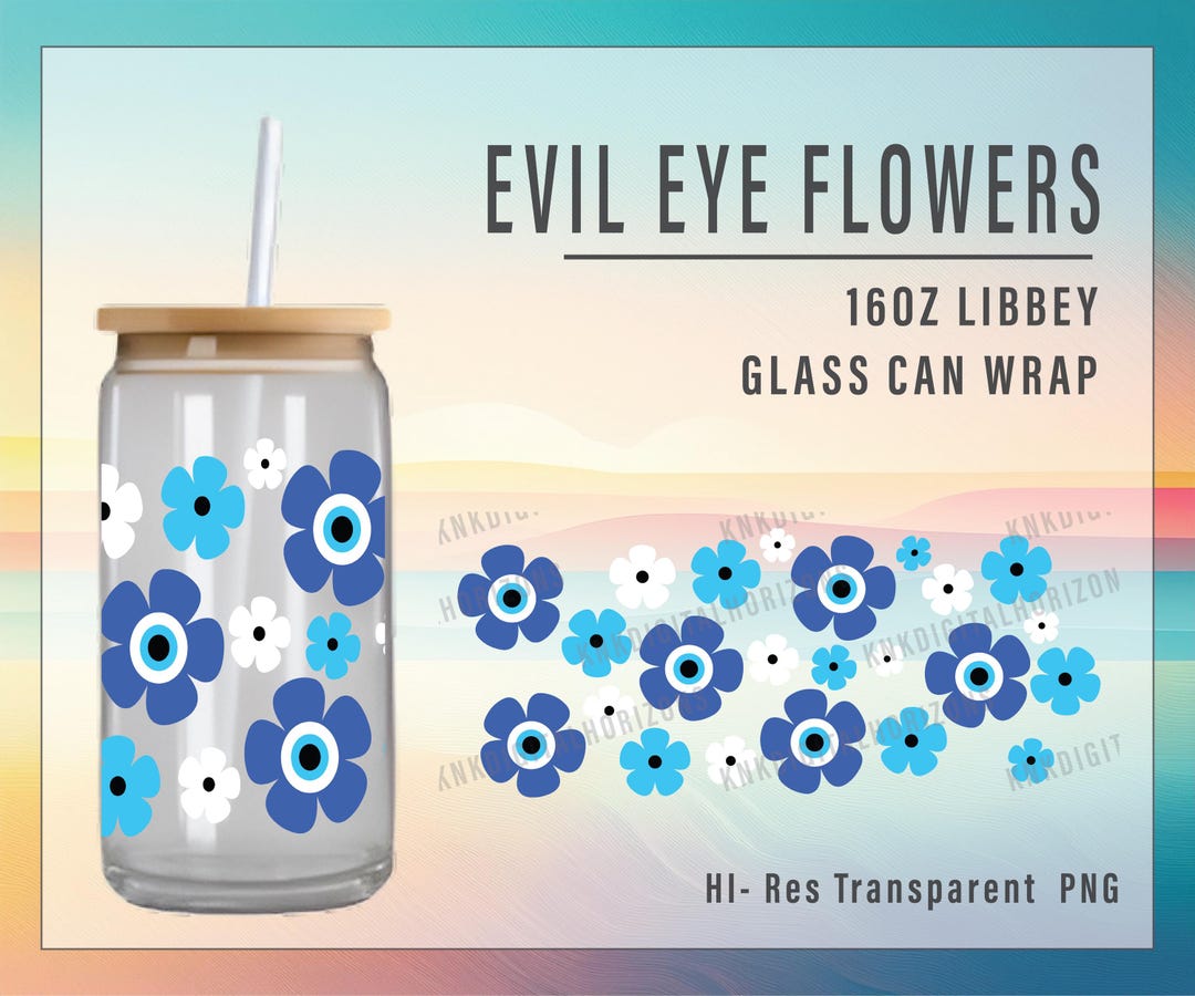 Evil Eye Flowers 16oz Tumbler Wrap Design (digital Download) - Etsy