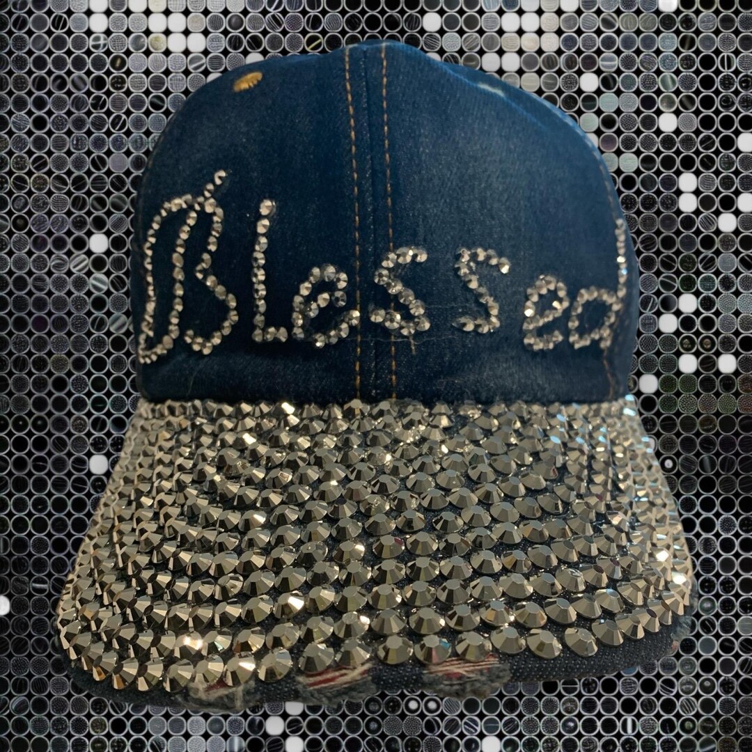 Blessed Hand Assembled Rhinestone Hat Distressed Jean Baseball Cap - Etsy
