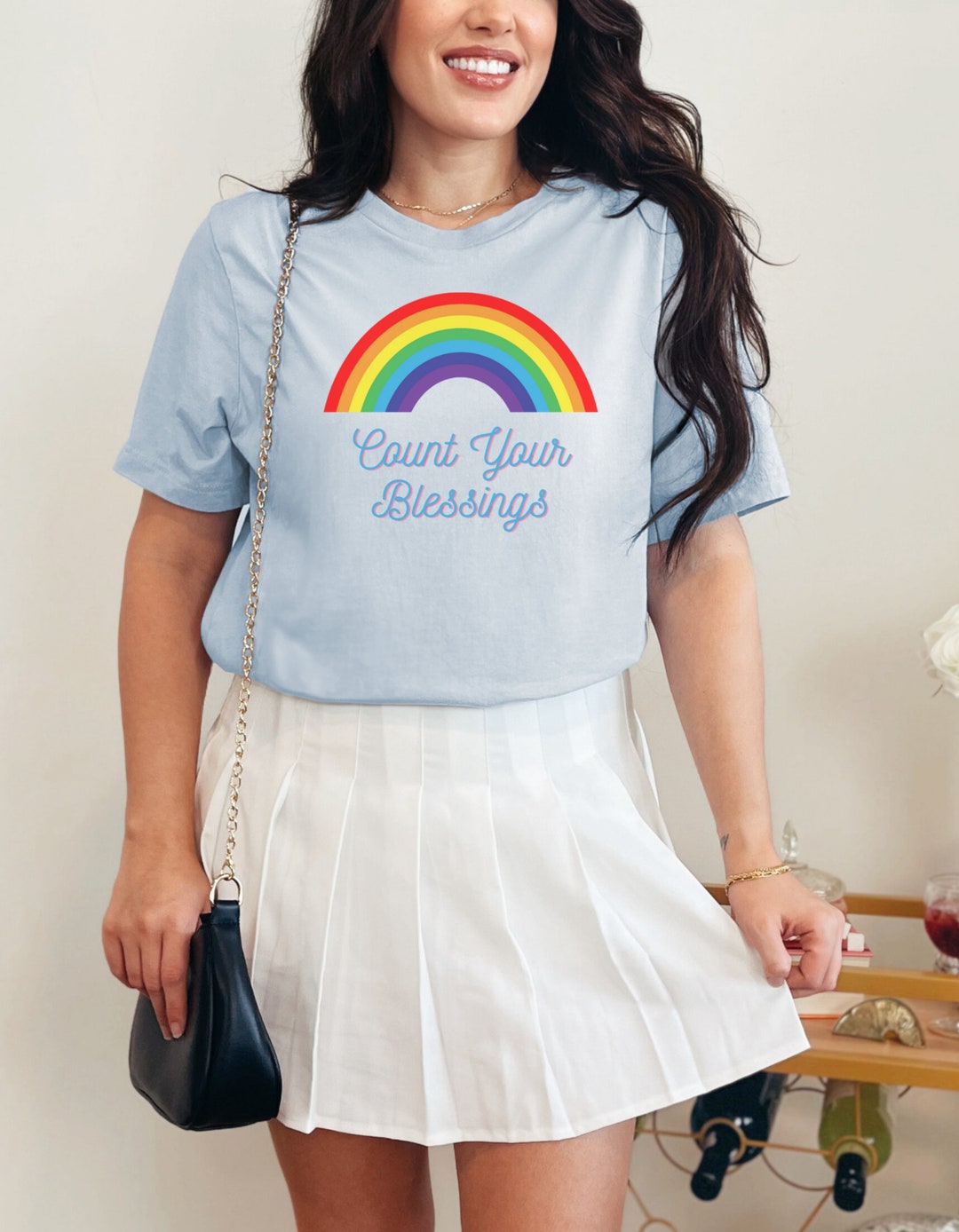 Count Your Blessings Rainbow T-shirt, Rainbow Tee, Unique Design ...