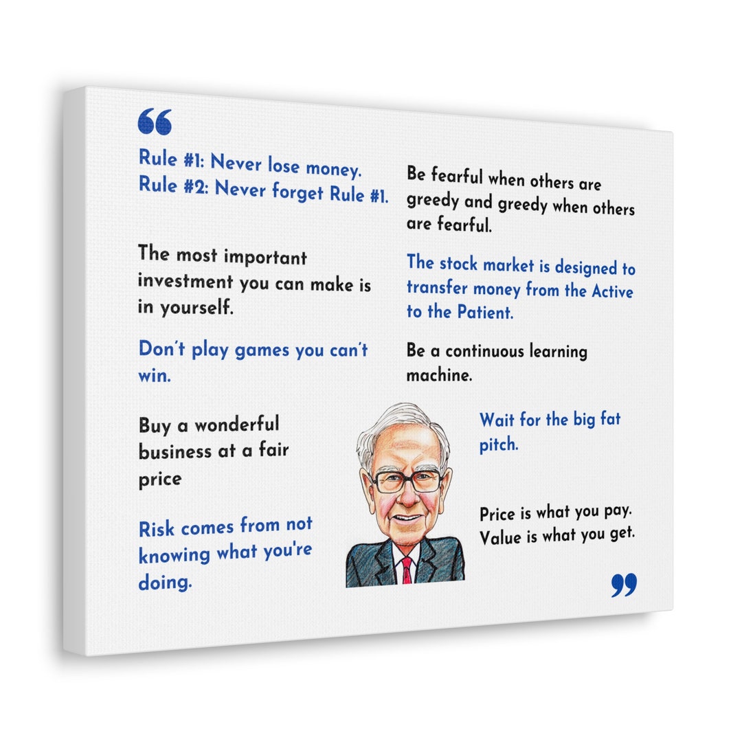 Canvas Print, Wall Art, Warren Buffett Success Quotes With Caricature ...