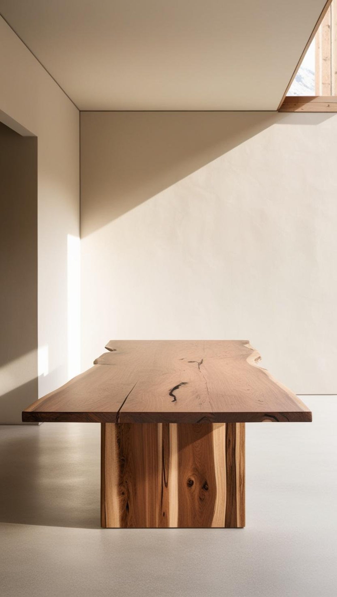 Handmade Live Edge Farmhouse Dining Table Set Rustic Walnut Olive Solid ...