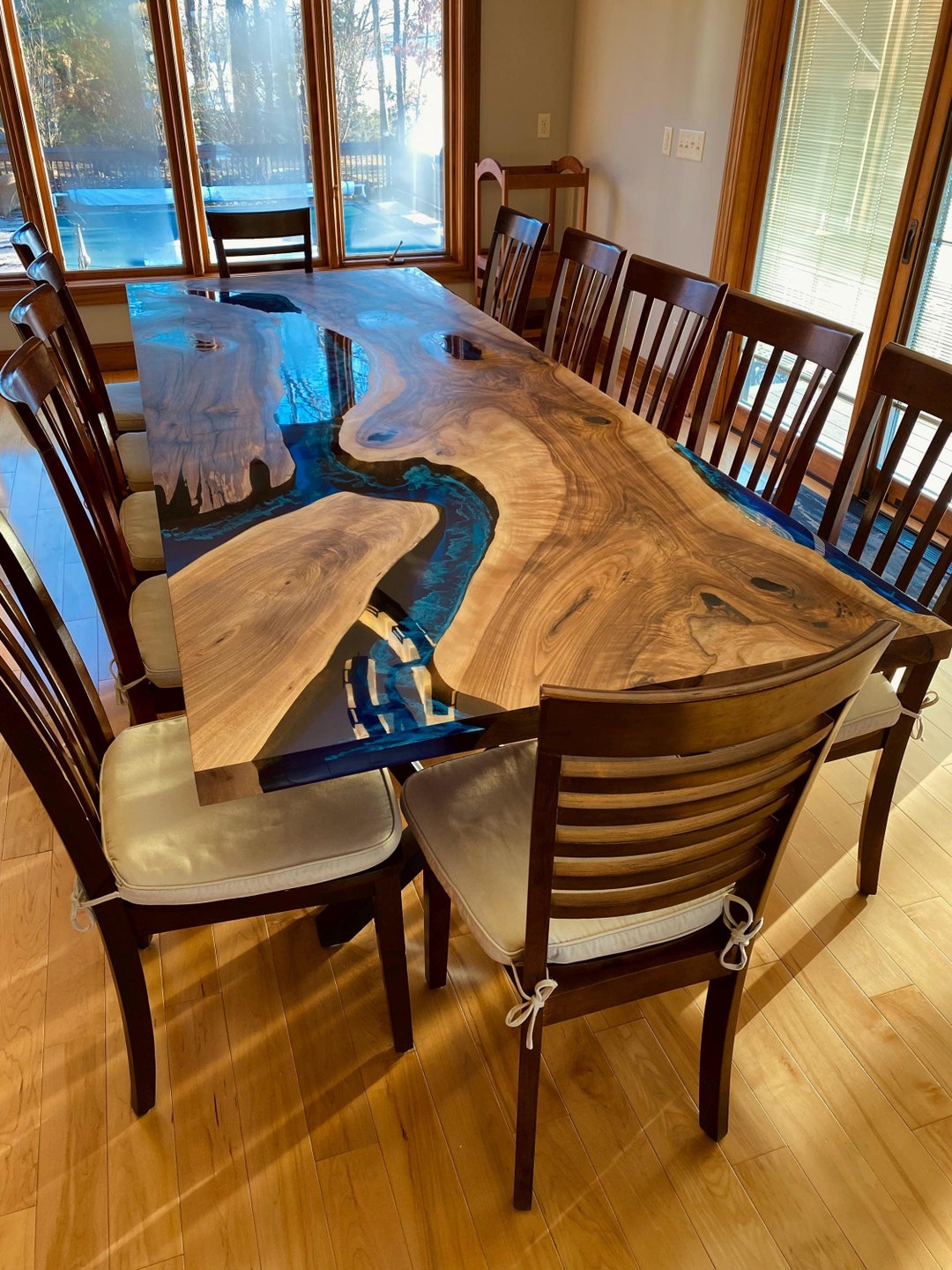 Counter Height Farmhouse Live Edge Round Dining Table Set for 6, 8, 10 ...