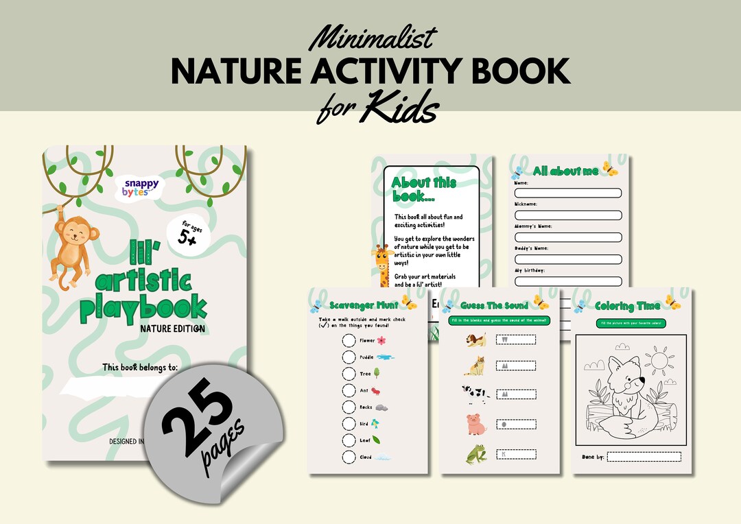 Printable Nature Activity Book for Kids - Etsy