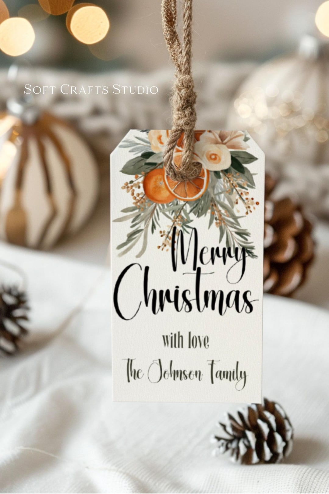 Editable Christmas Orange Gift Tag Template, Cozy Christmas Gift Tags ...