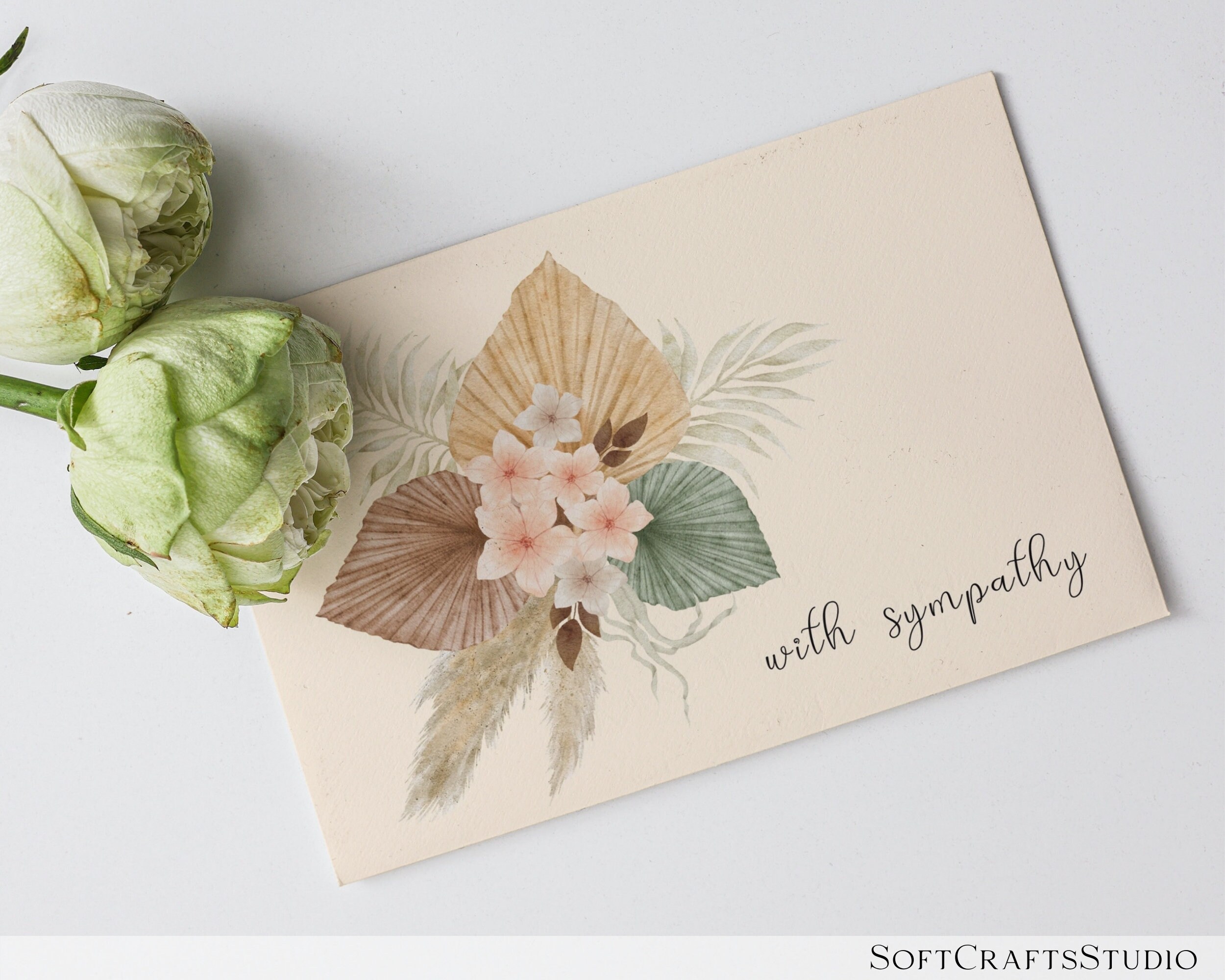 Floral Sympathy Card Printable, Condolence Greeting Card, Sympathy ...