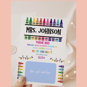 Editable Rainbow Crayon Teacher Gift Tag Template, Printable Cute ...