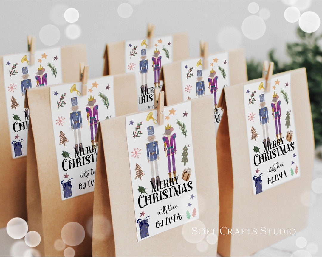 Editable Kids Cute Christmas Party Nutcracker Gift Bag Tag Template ...