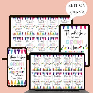 Editable Rainbow Crayon Teacher Gift Tag Template, Printable Cute ...