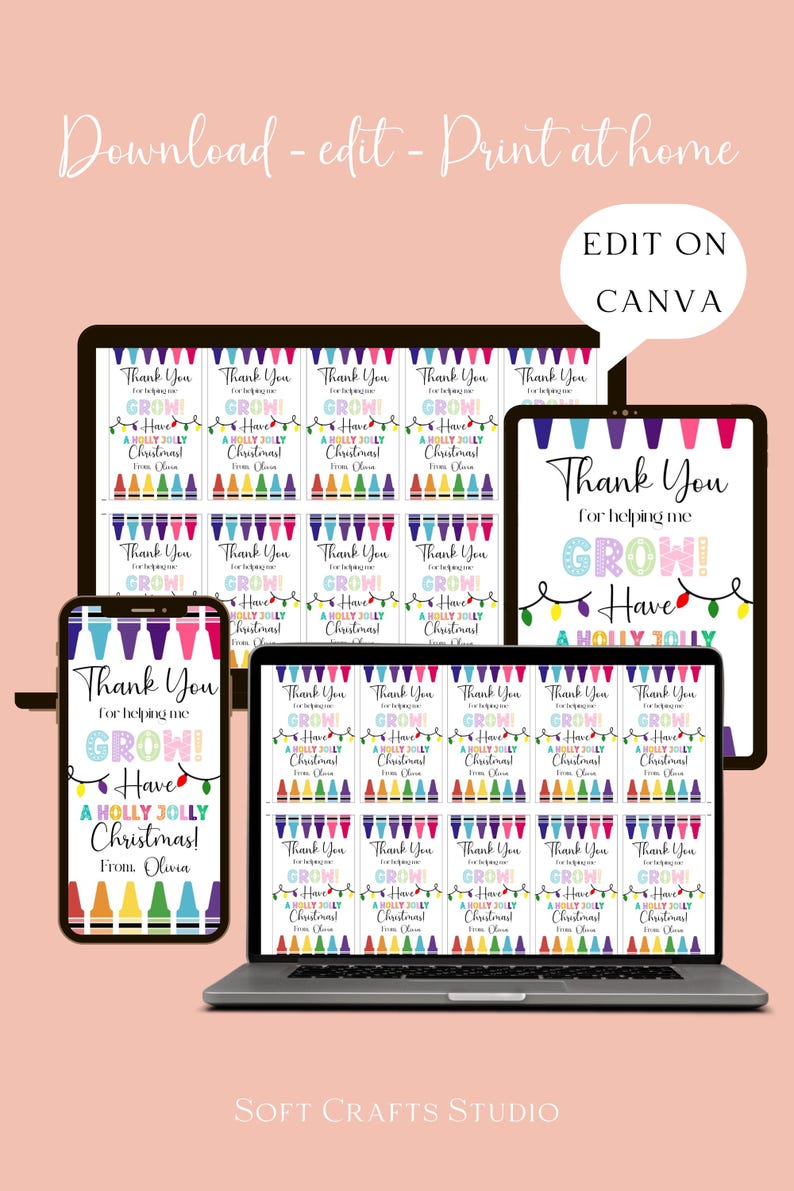 Editable Rainbow Crayon Teacher Gift Tag Template, Printable Cute ...