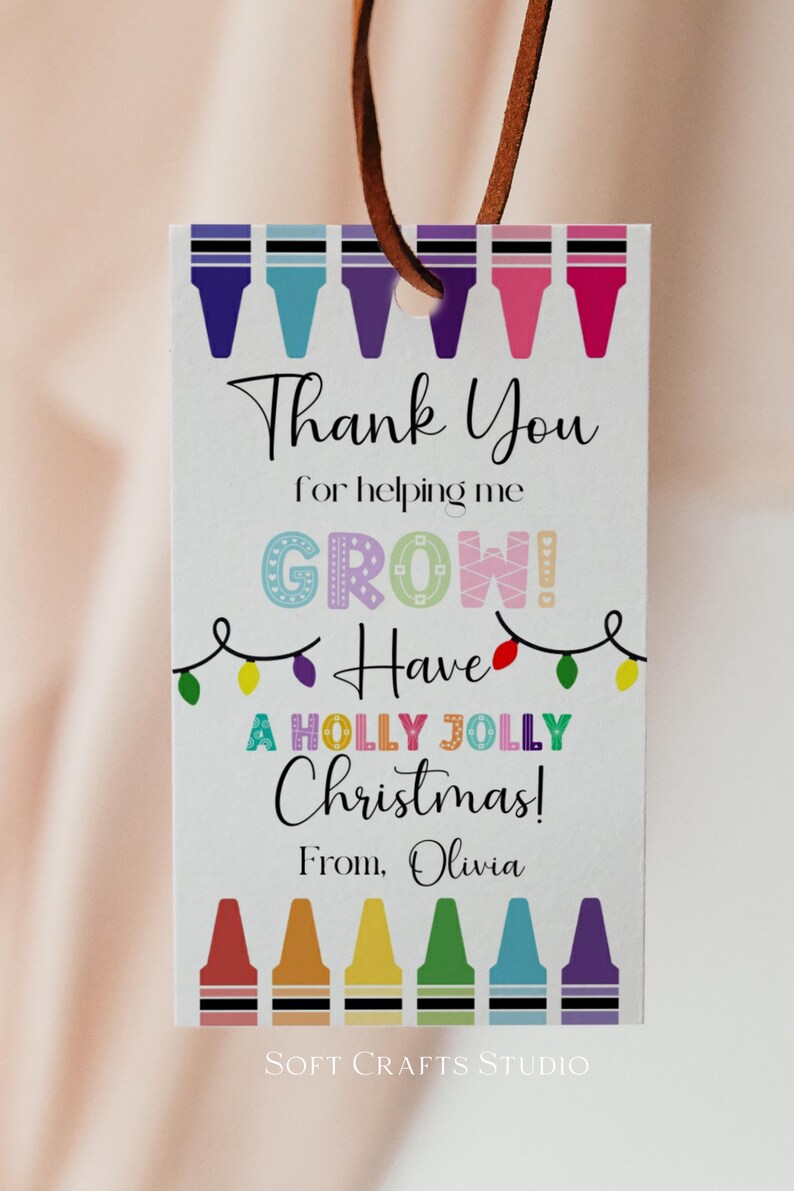 Editable Rainbow Crayon Teacher Gift Tag Template, Printable Cute ...