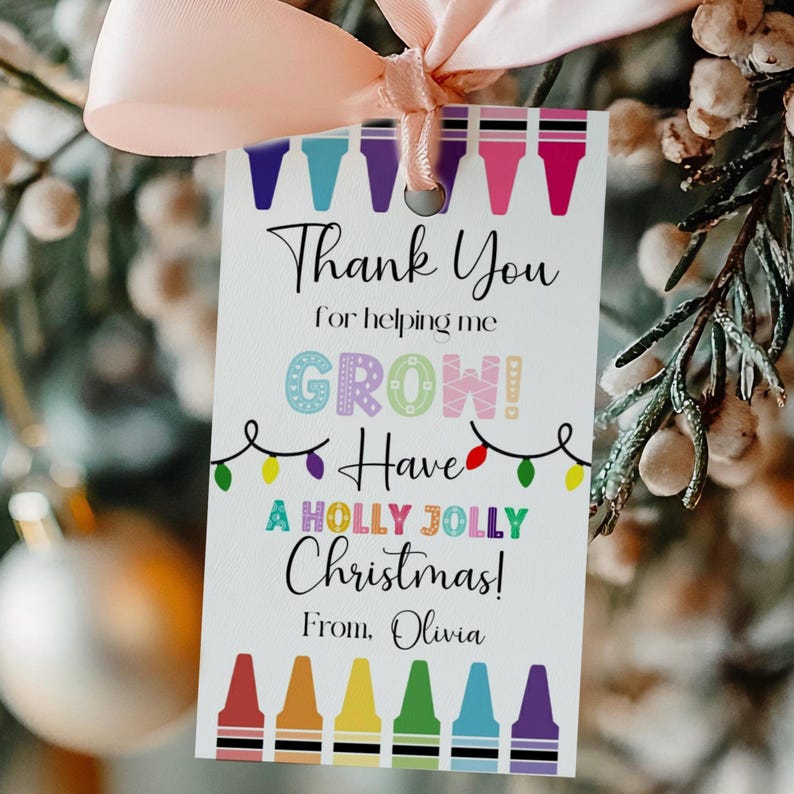 Editable Rainbow Crayon Teacher Gift Tag Template, Printable Cute ...