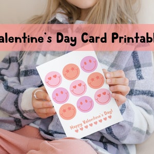 Printable Valentine Card for Kids,pink Heart Valentine Card,happy Smile ...
