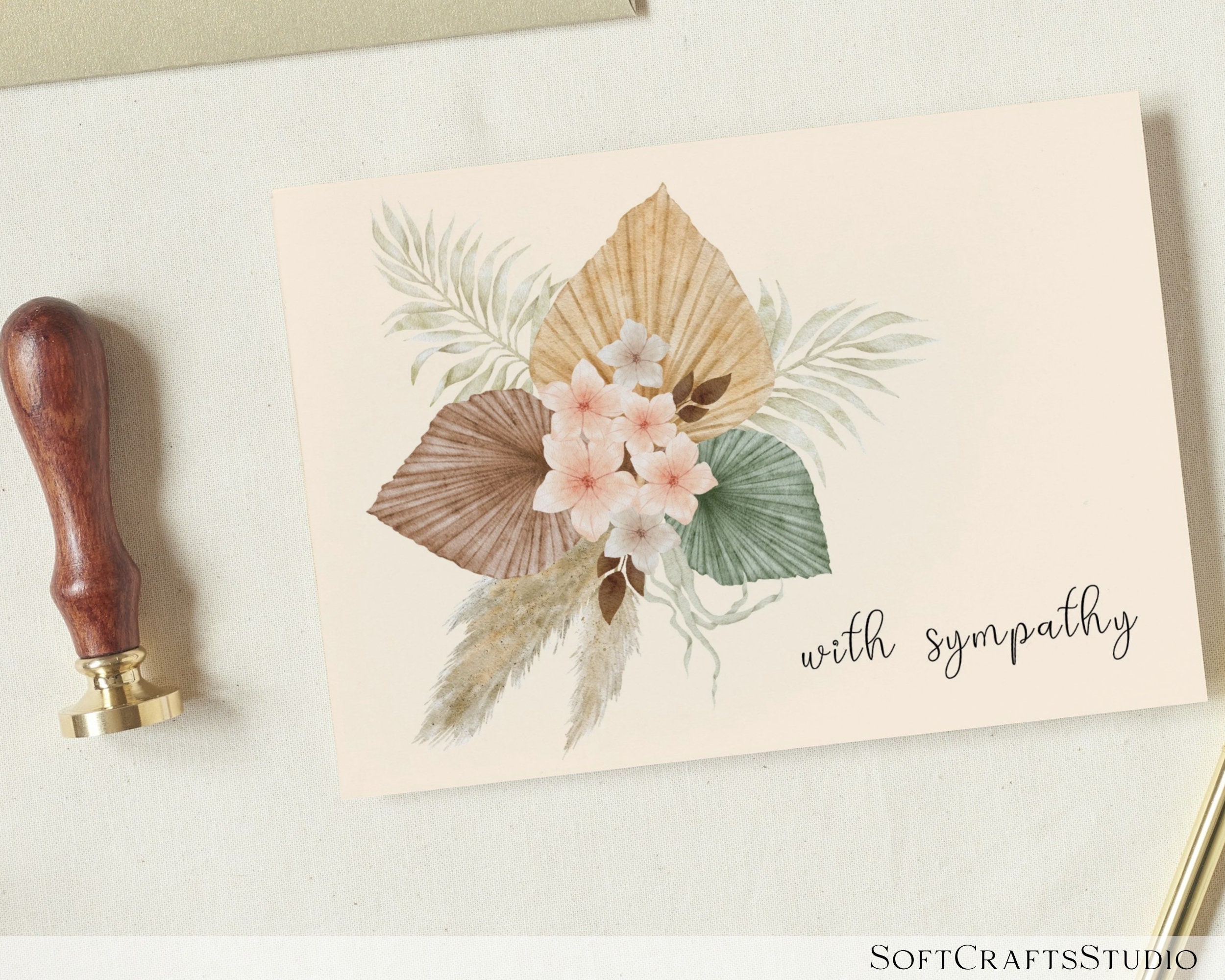 Floral Sympathy Card Printable, Condolence Greeting Card, Sympathy ...