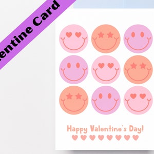 Printable Valentine Card for Kids,pink Heart Valentine Card,happy Smile ...