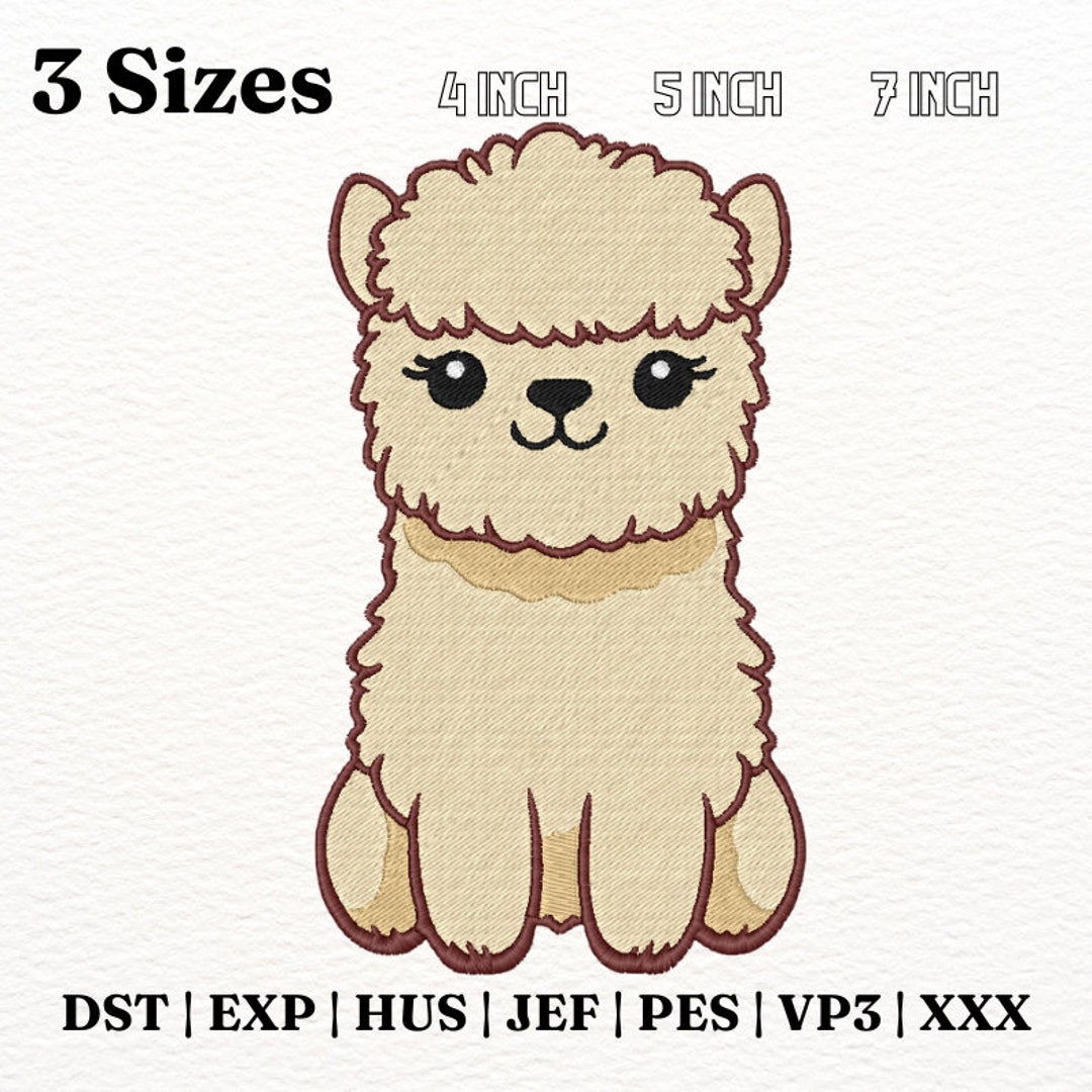 Llama Machine Embroidery Design, Baby Llama Embroidery Files, Kawaii ...