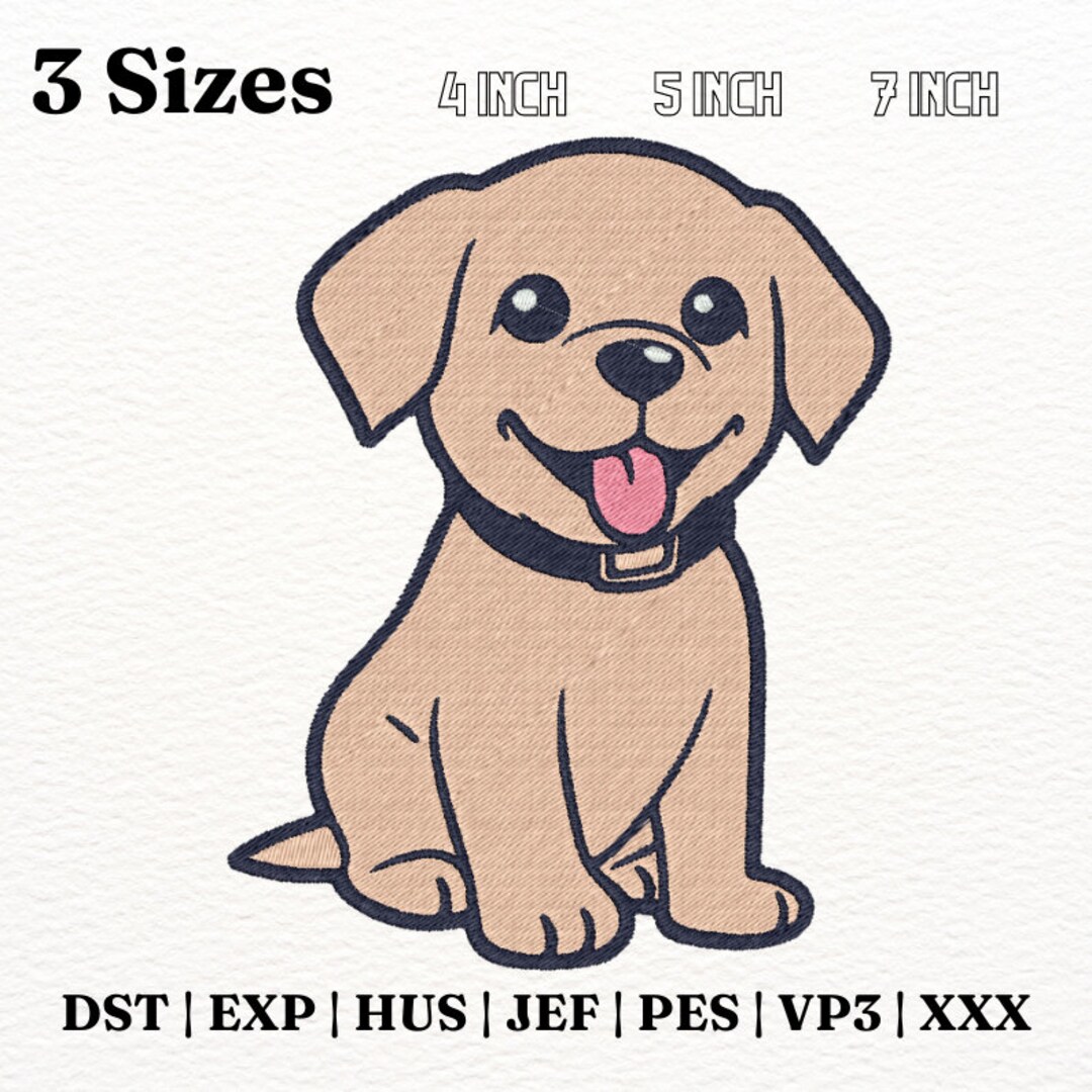 Labrador Dog Machine Embroidery Design, Retriever Dog Embroidery Files ...