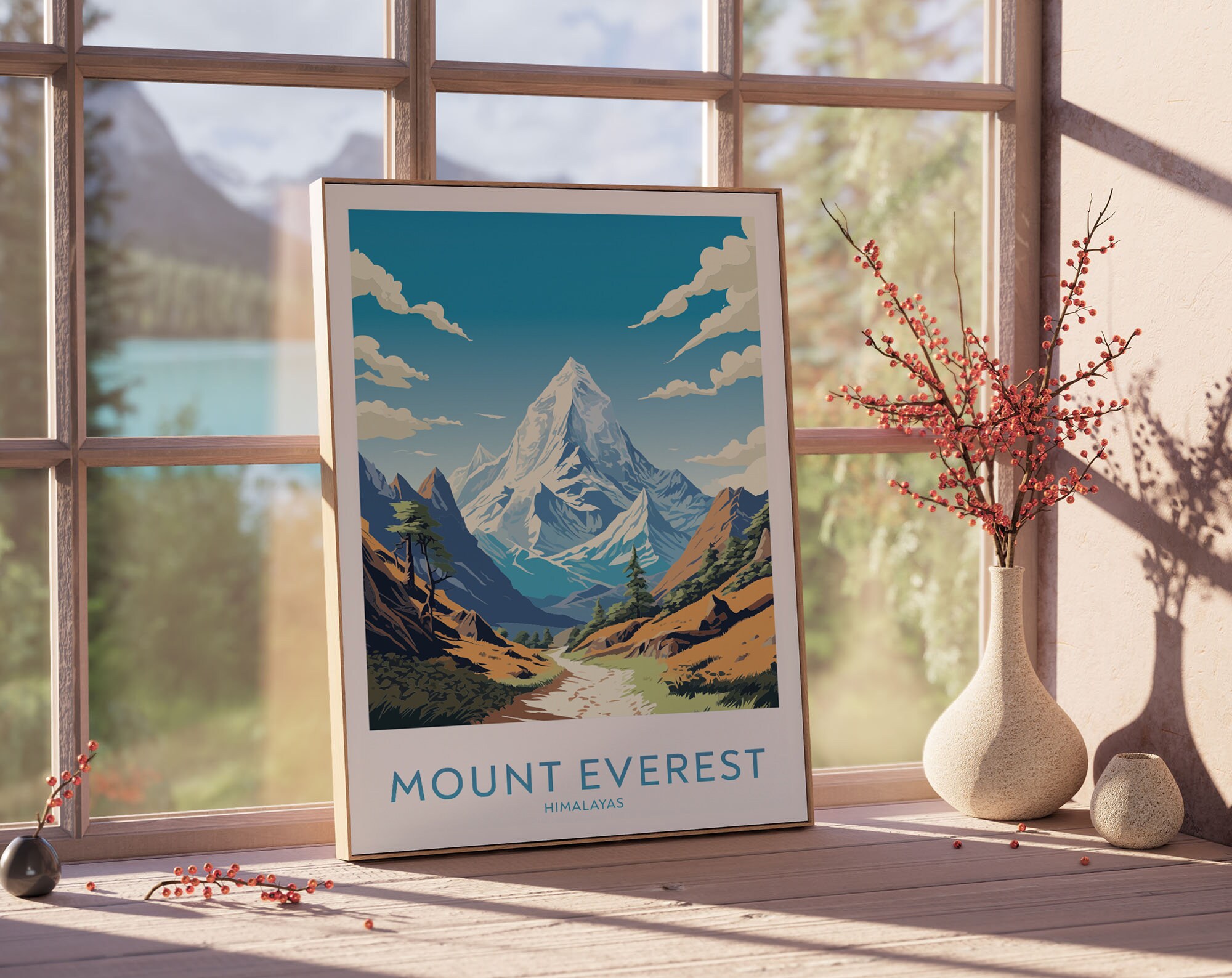 Mount Everest Travel Poster, Himalayas Art Print (digital Download) - Etsy