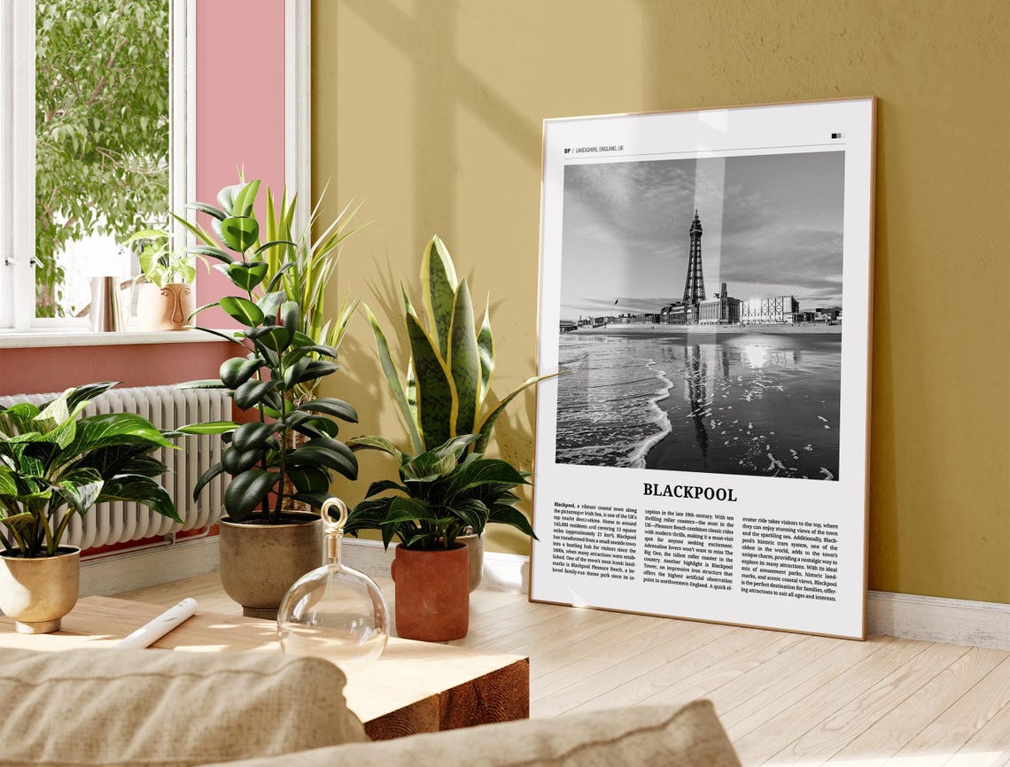 Blackpool England Photo Print, Black and White Travel Poster (digital ...