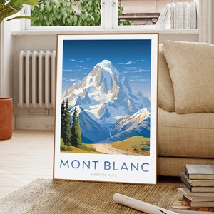 Mont Blanc Poster, Mont Blanc Digital Print Download, Mont Blanc Art ...