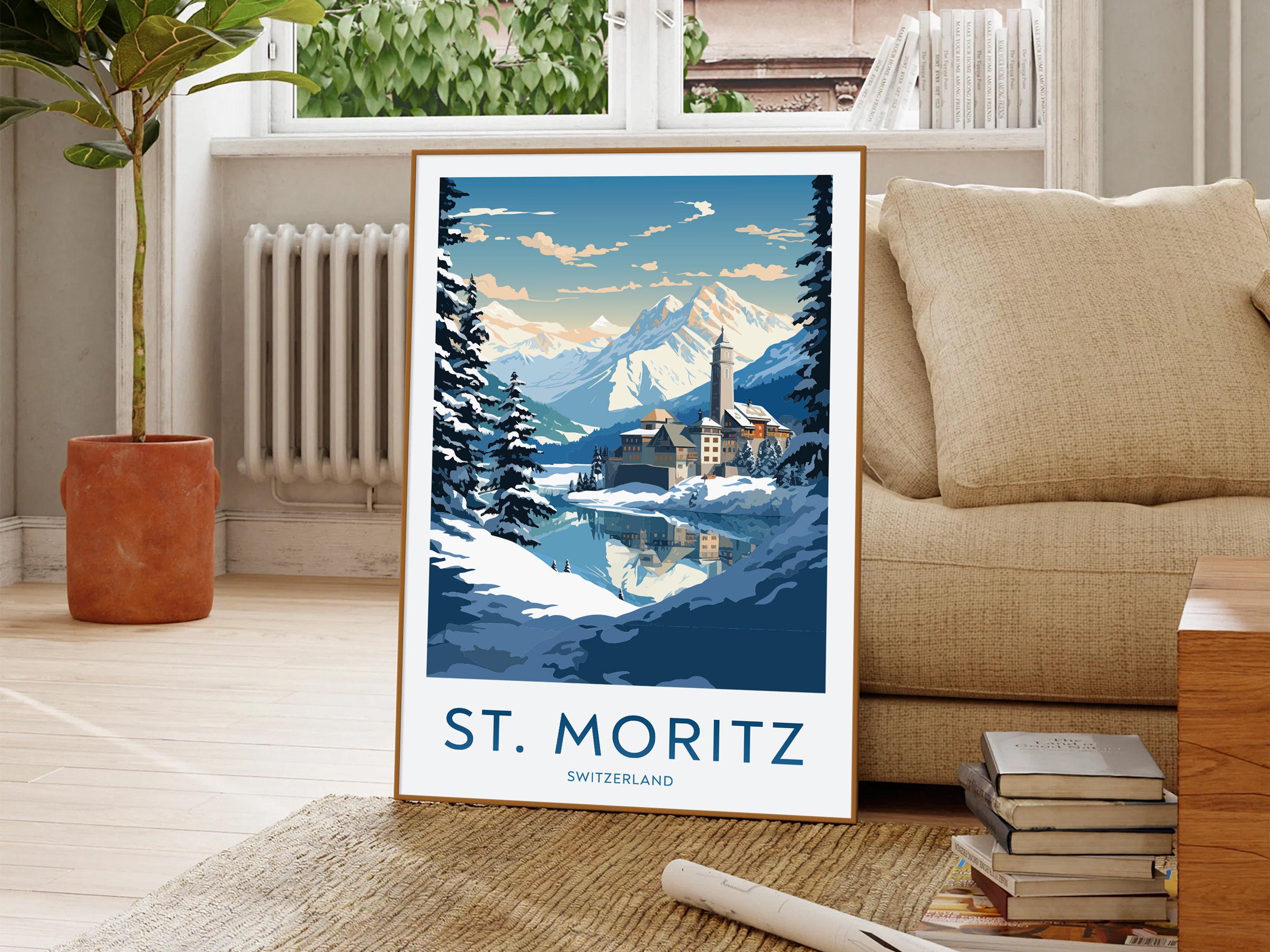 St Moritz Travel Print, St Moritz Wall Art St Moritz Art Office Decor ...