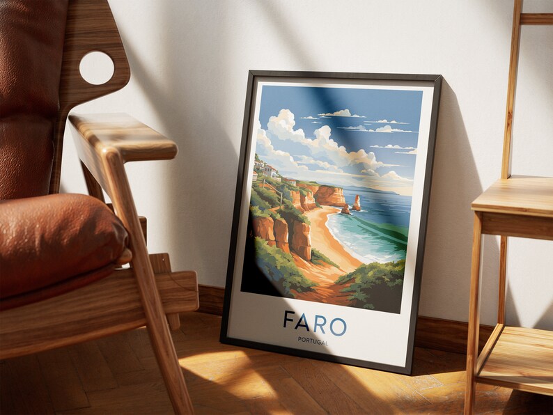 Faro Portugal Travel Poster, Coastal Beach Art (digital Download) - Etsy