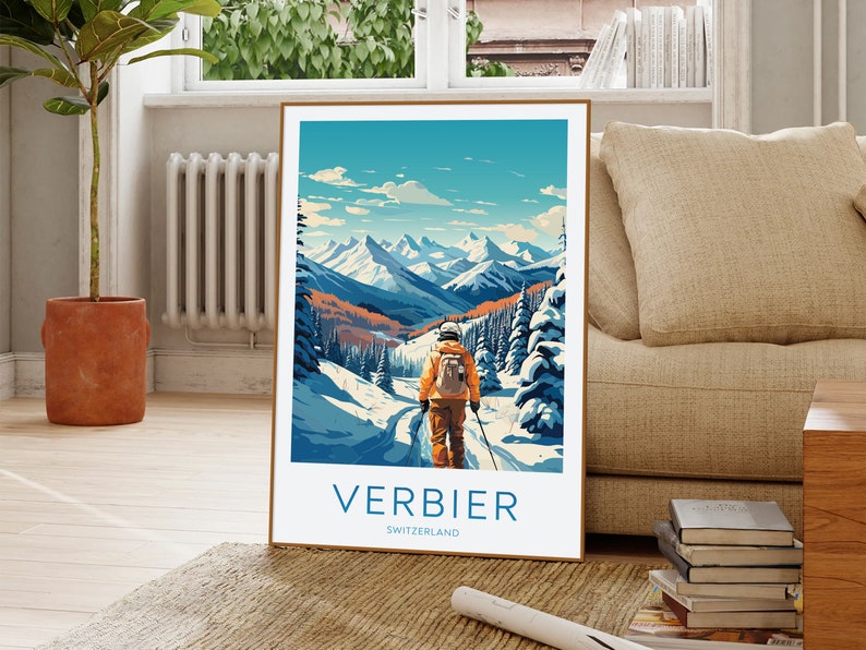 Verbier Switzerland Poster, Skiing Art Print (digital Download) - Etsy
