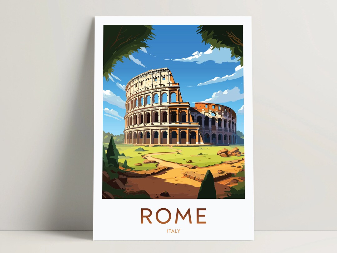 Rome Travel Poster, Italy Wall Art, Colosseum Print (digital Download ...