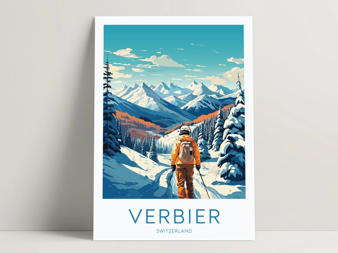 Verbier Switzerland Poster, Skiing Art Print (digital Download) - Etsy