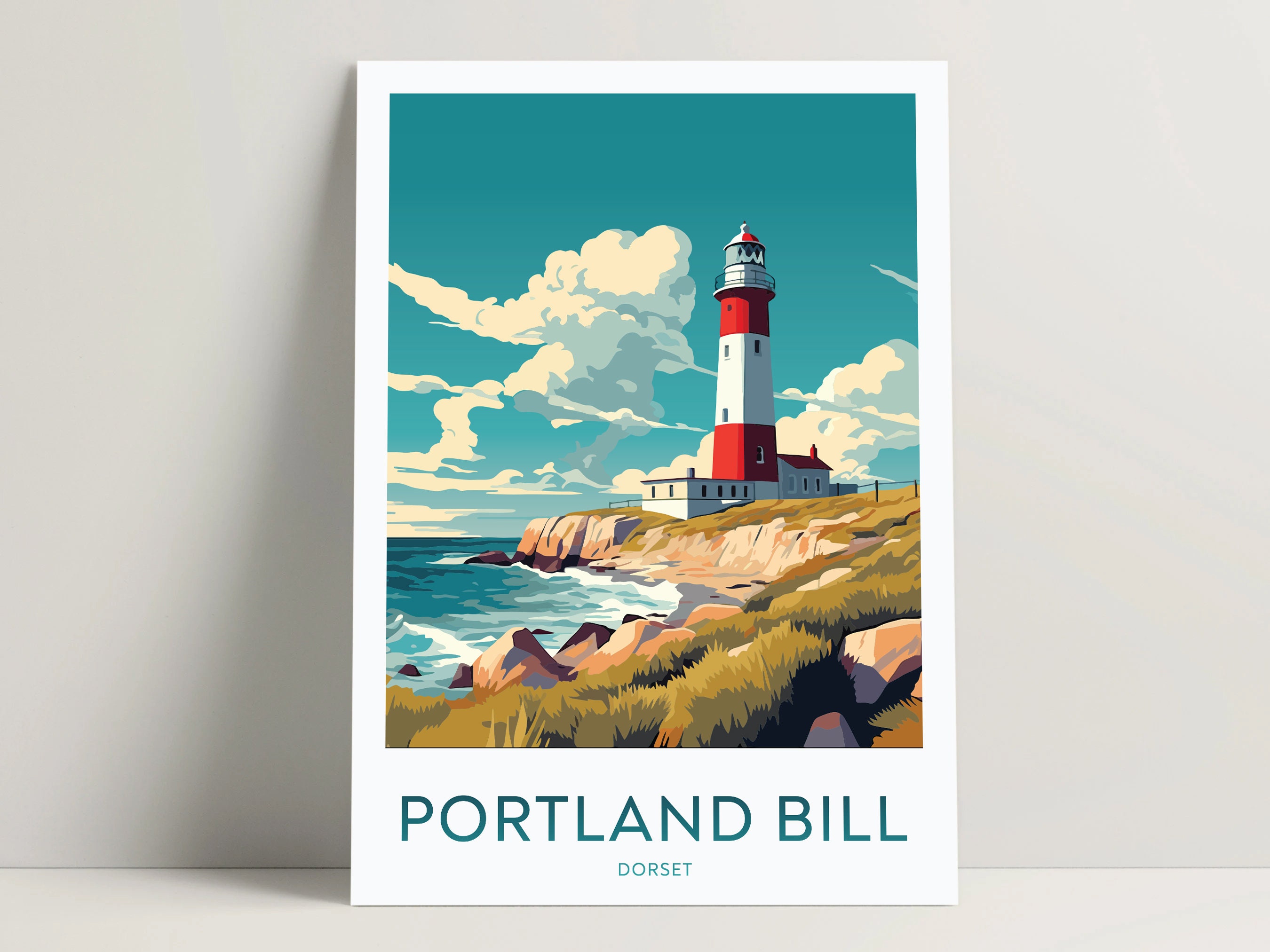 Portland Bill Lighthouse Print, Dorset Travel Poster (digital Download ...
