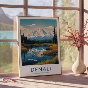 Mount Denali Travel Poster, American Cordillera Wall Art (digital ...
