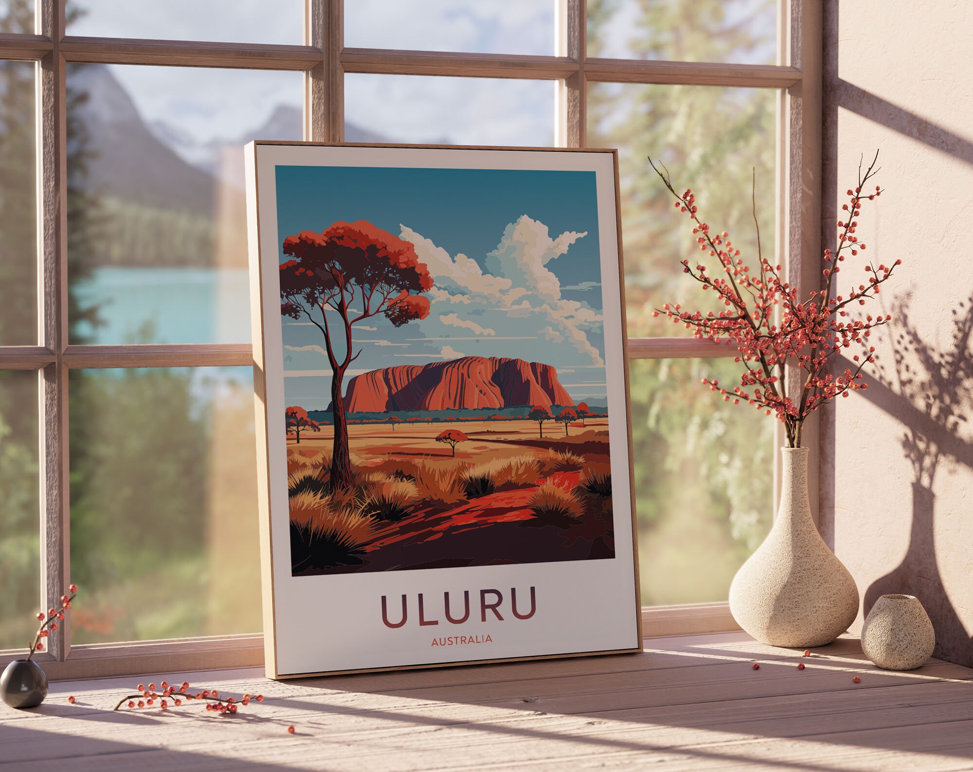 Uluru Poster, Uluru Digital Print Download, Uluru Travel Poster, Uluru ...
