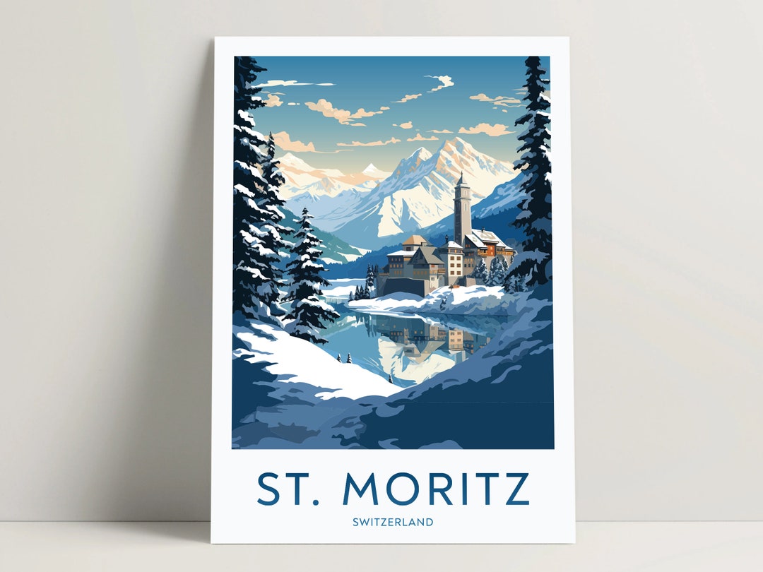 St Moritz Travel Print, St Moritz Wall Art St Moritz Art Office Decor ...
