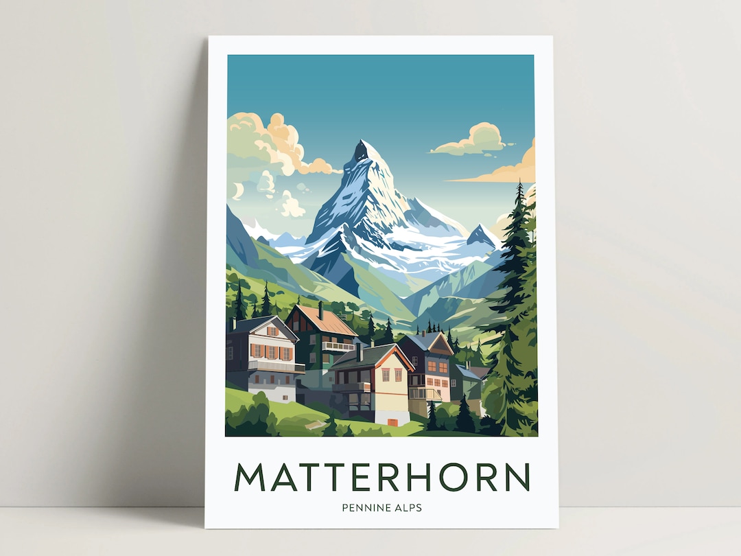 Matterhorn Travel Poster, Pennine Alps Print (digital Download) - Etsy
