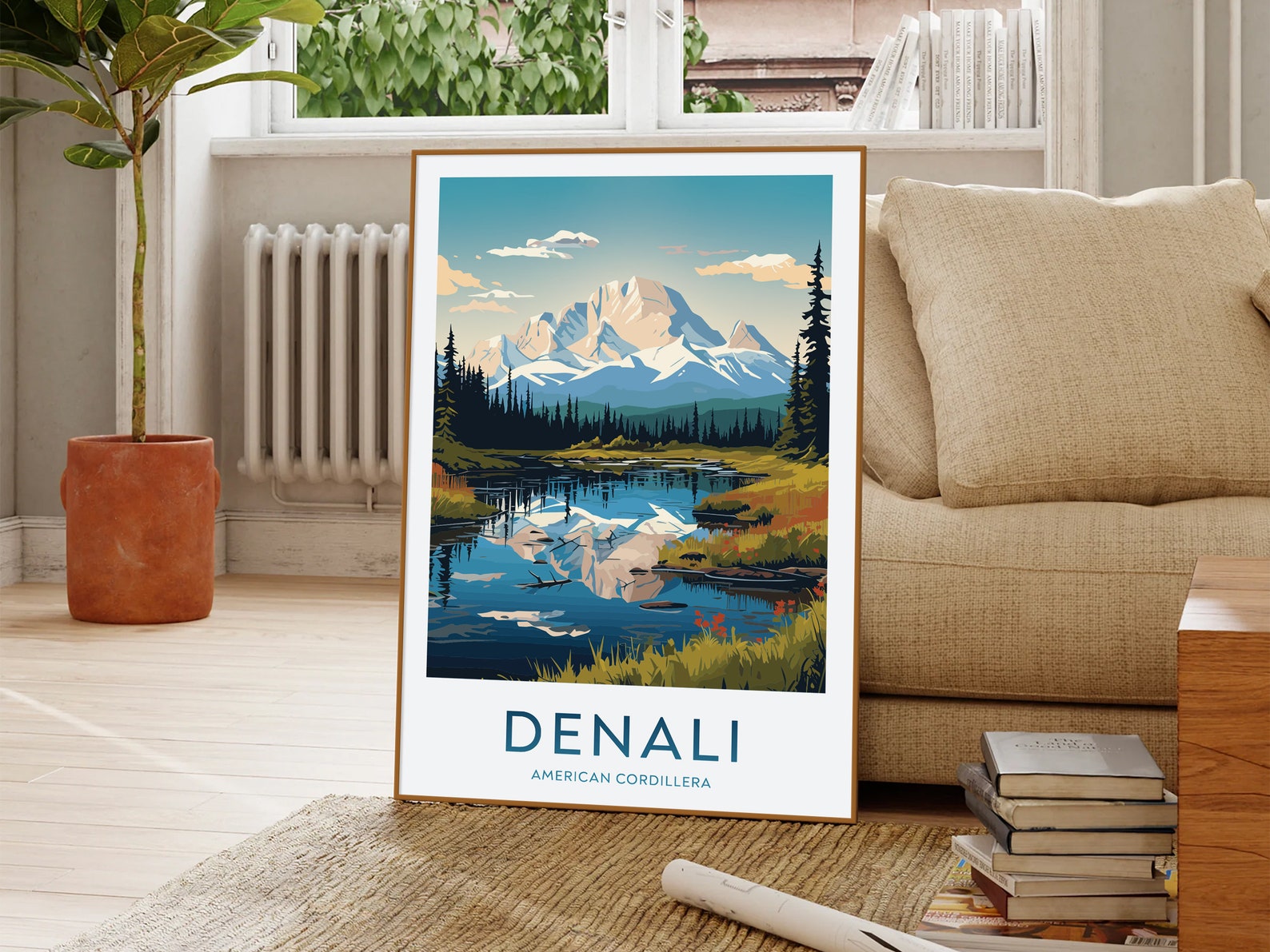 Mount Denali Travel Poster, American Cordillera Wall Art (digital ...