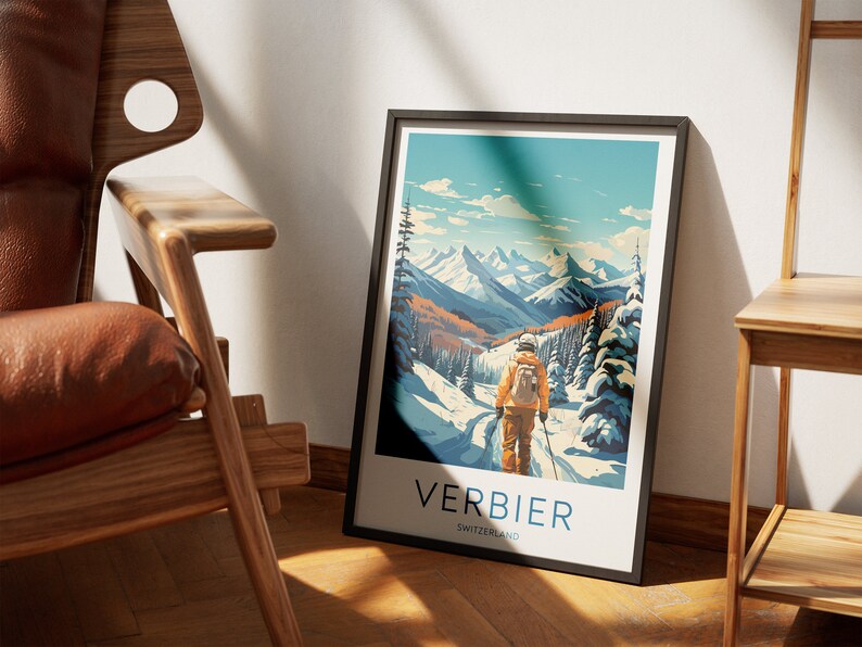 Verbier Switzerland Poster, Skiing Art Print (digital Download) - Etsy