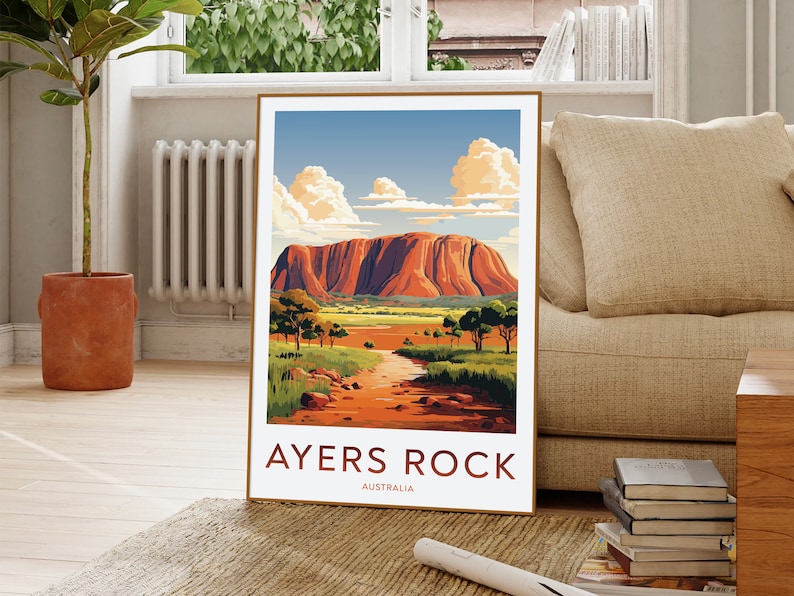 Ayers Rock Poster, Ayers Rock Digital Print Download, Ayers Rock Art ...