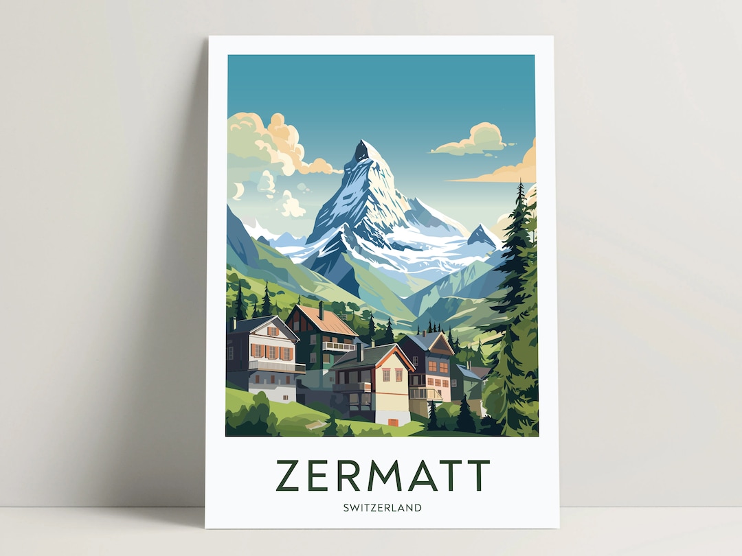 Zermatt Poster, Zermatt Digital Print Download, Matterhorn Poster, Ski ...