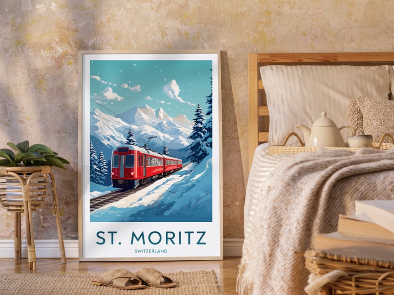 St Moritz Poster, St Moritz Digital Print Download, St Moritz Art ...