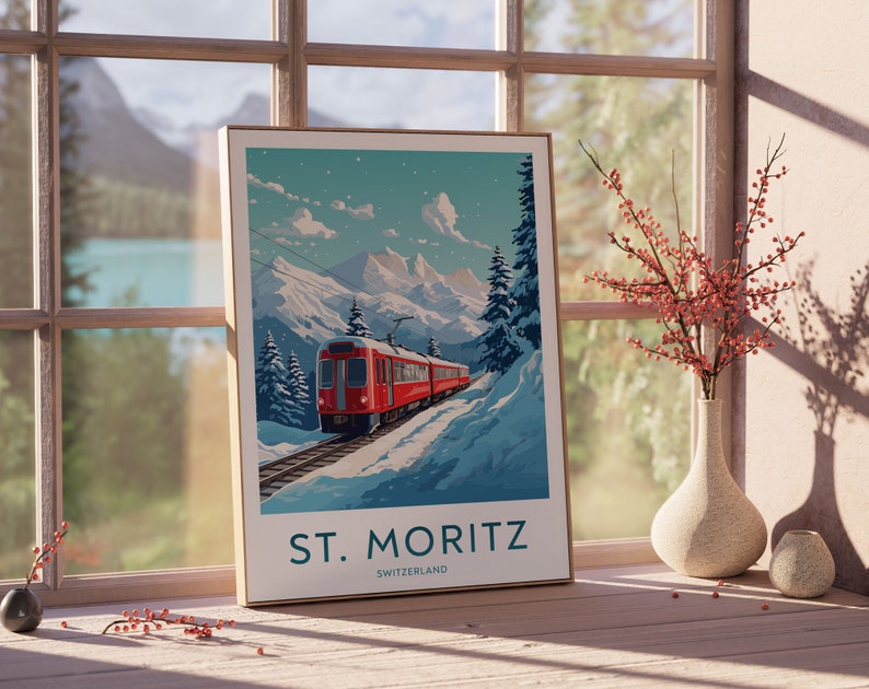 St Moritz Poster, St Moritz Digital Print Download, St Moritz Art ...