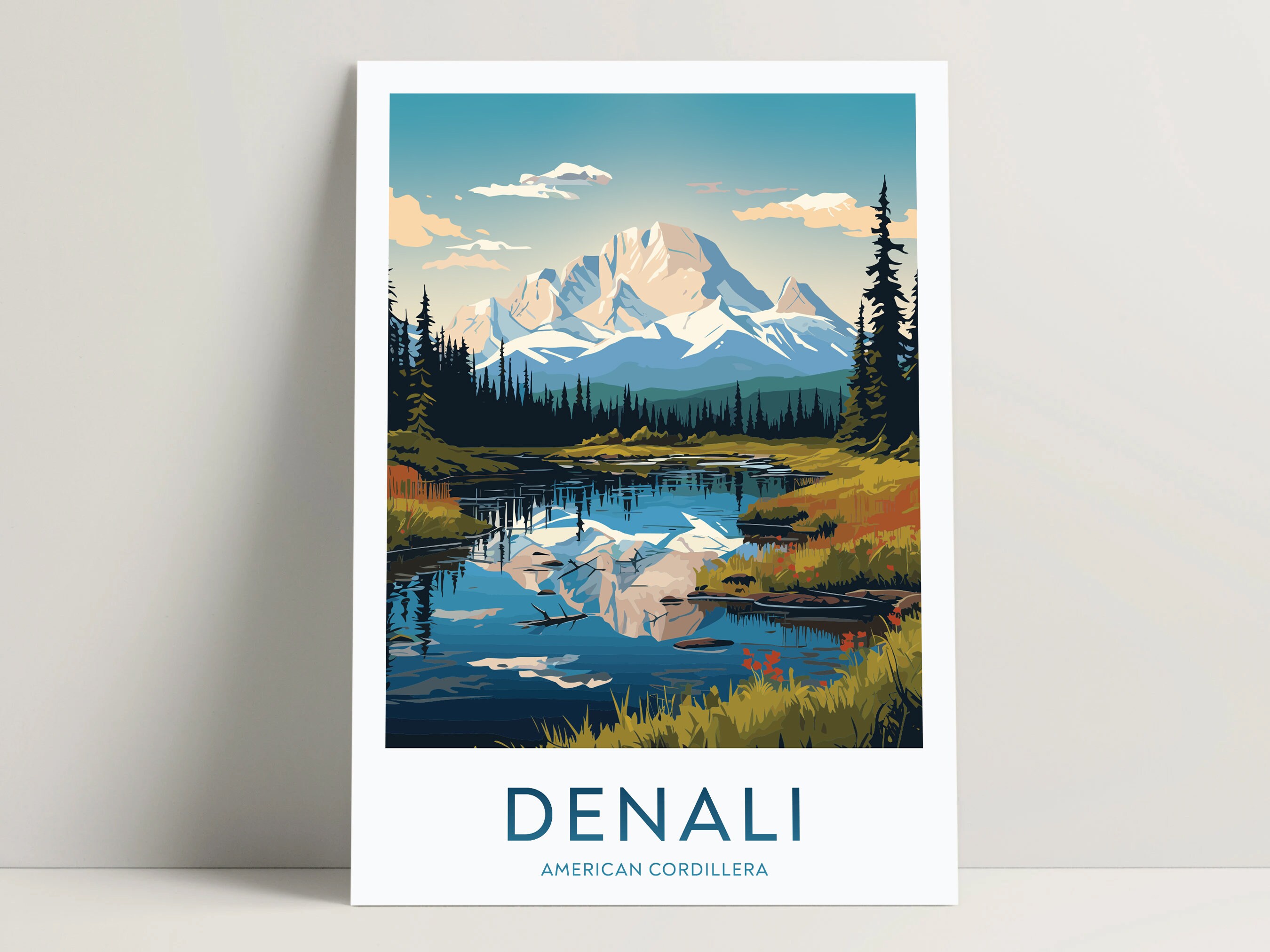 Mount Denali Travel Poster, American Cordillera Wall Art (digital ...