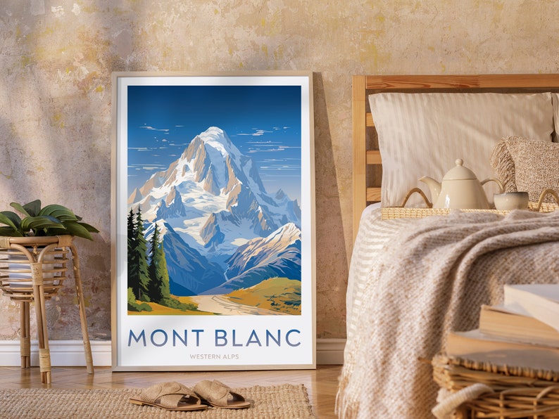 Mont Blanc Poster, Mont Blanc Digital Print Download, Mont Blanc Art ...