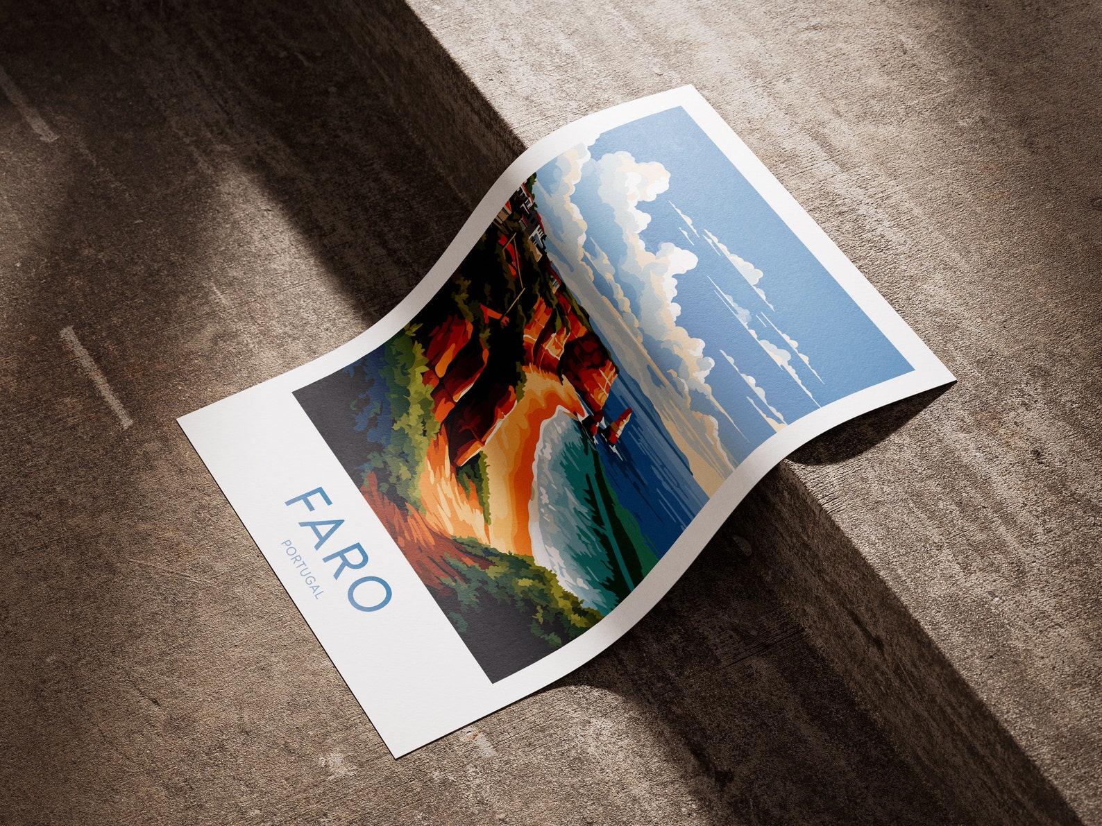 Faro Portugal Travel Poster, Coastal Beach Art (digital Download) - Etsy