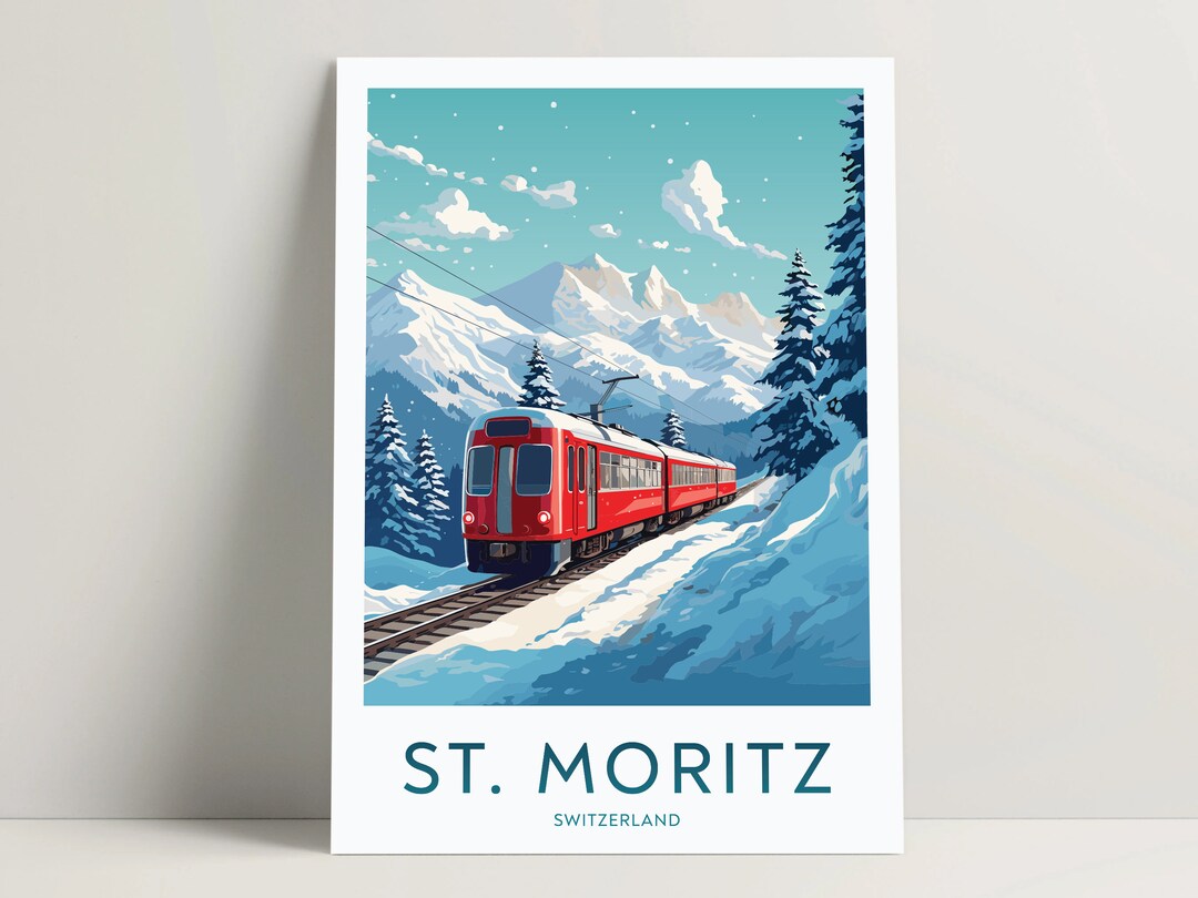St Moritz Switzerland Poster, Vintage Travel Print (digital Download ...