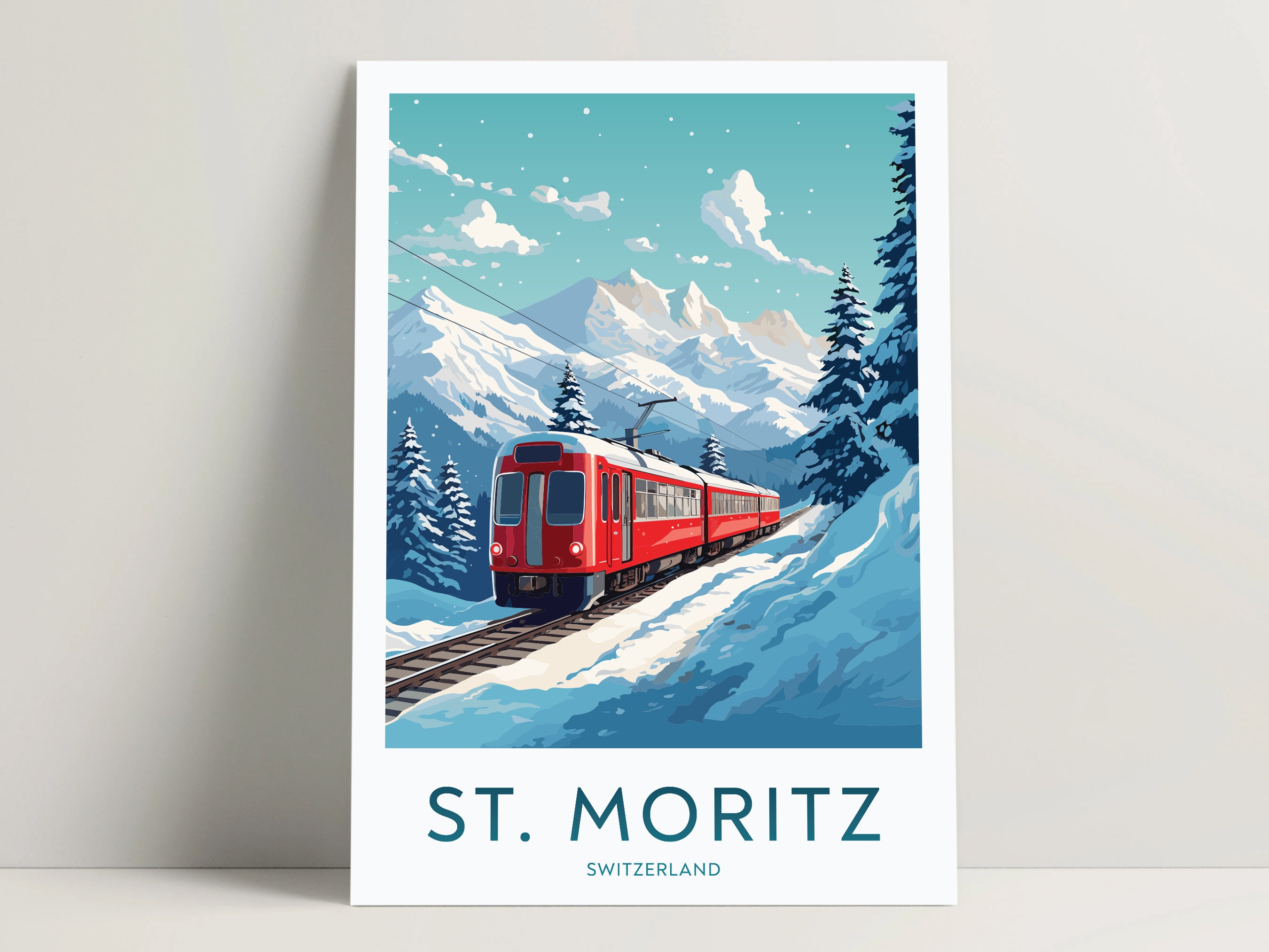 St Moritz Poster, St Moritz Digital Print Download, St Moritz Art ...